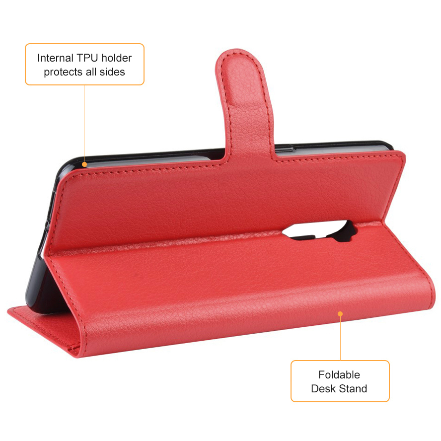 Leather Wallet Case for Oppo Reno 5G / 10x Zoom (Red)